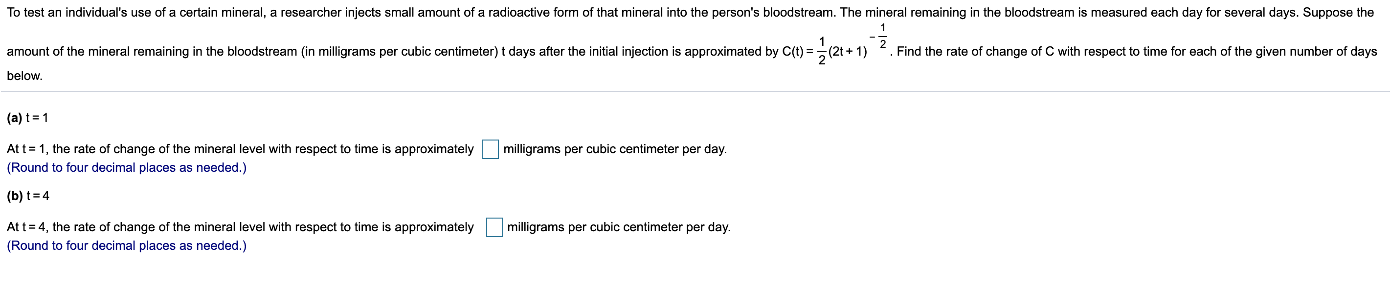 Solved To test an individual's use of a certain mineral, | Chegg.com