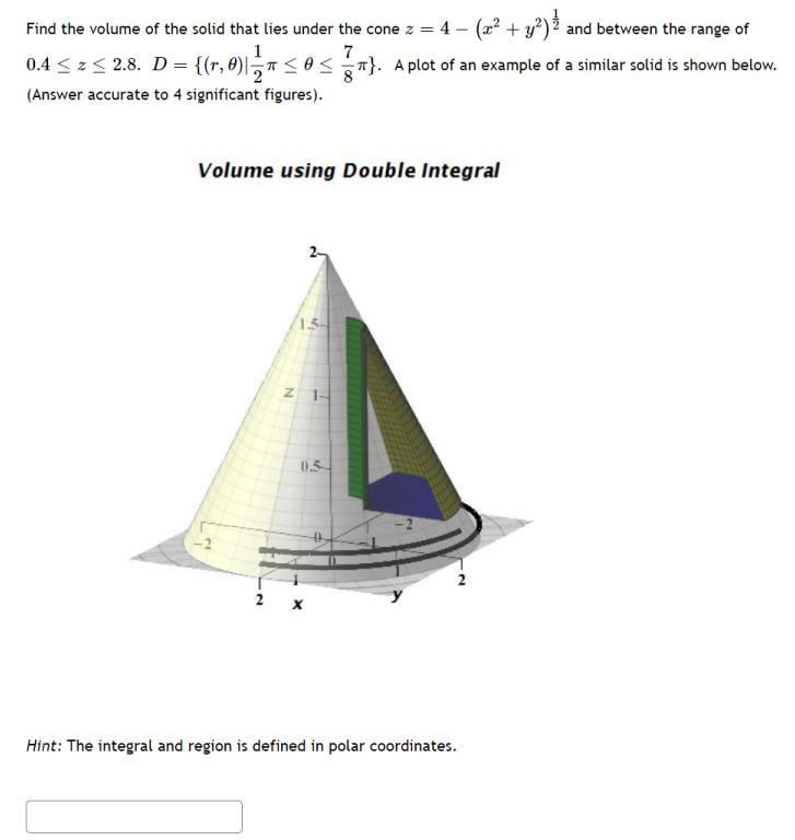 Solved Find the volume of the solid that lies under the cone | Chegg.com