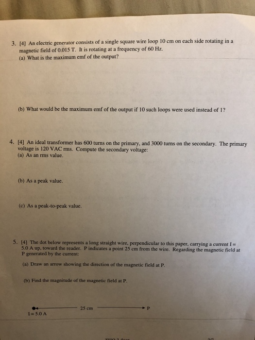 Solved Tech. Physics, E & M, 2820:163 Name Take Home Quiz, | Chegg.com