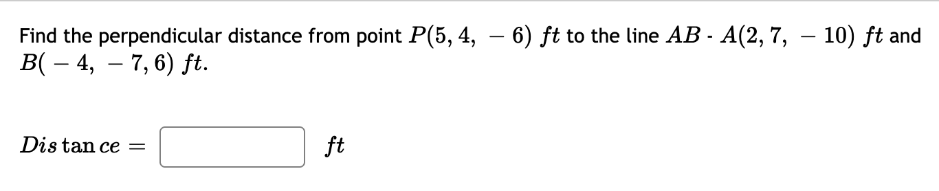 Solved Find the perpendicular distance from the point to the | Chegg.com