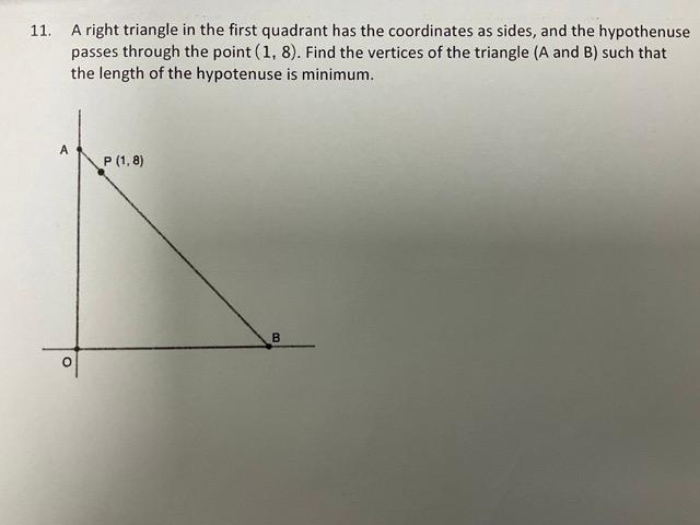 Solved 1. A right triangle in the first quadrant has the | Chegg.com