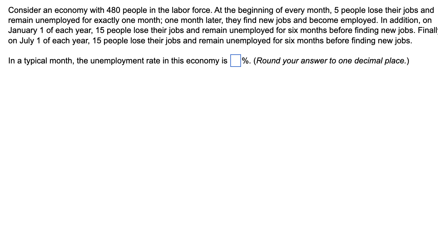 Solved Consider an economy with 480 people in the labor | Chegg.com