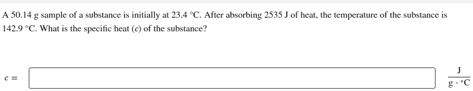 Solved A 50.14 g sample of a substance is initially at | Chegg.com