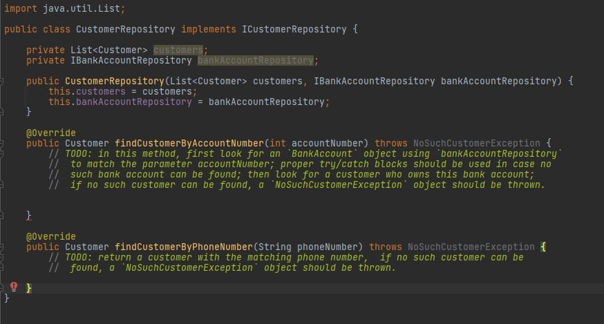 Solved *** I need help with the Customer Repository, Banking | Chegg.com