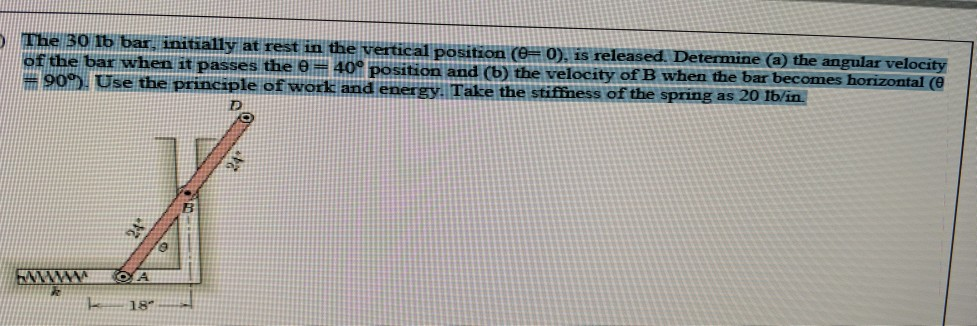 Solved The 30 16 bar, initially at rest in the vertical | Chegg.com