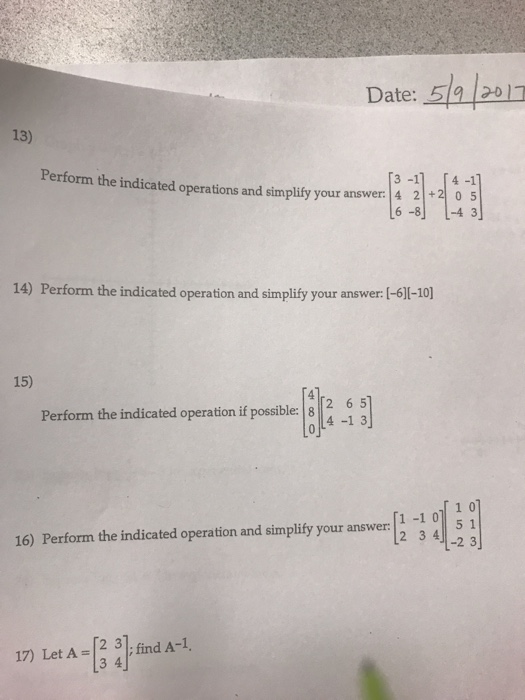 Solved Perform the indicated operations and simplify your | Chegg.com