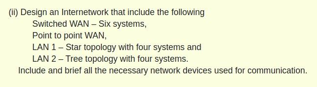 Solved (1) Design an Internetwork that include the following | Chegg.com