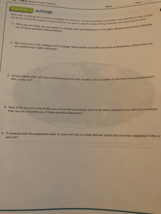 Solved Date: LAB 8 Modern Human Variation EXERCISE 3 | Chegg.com
