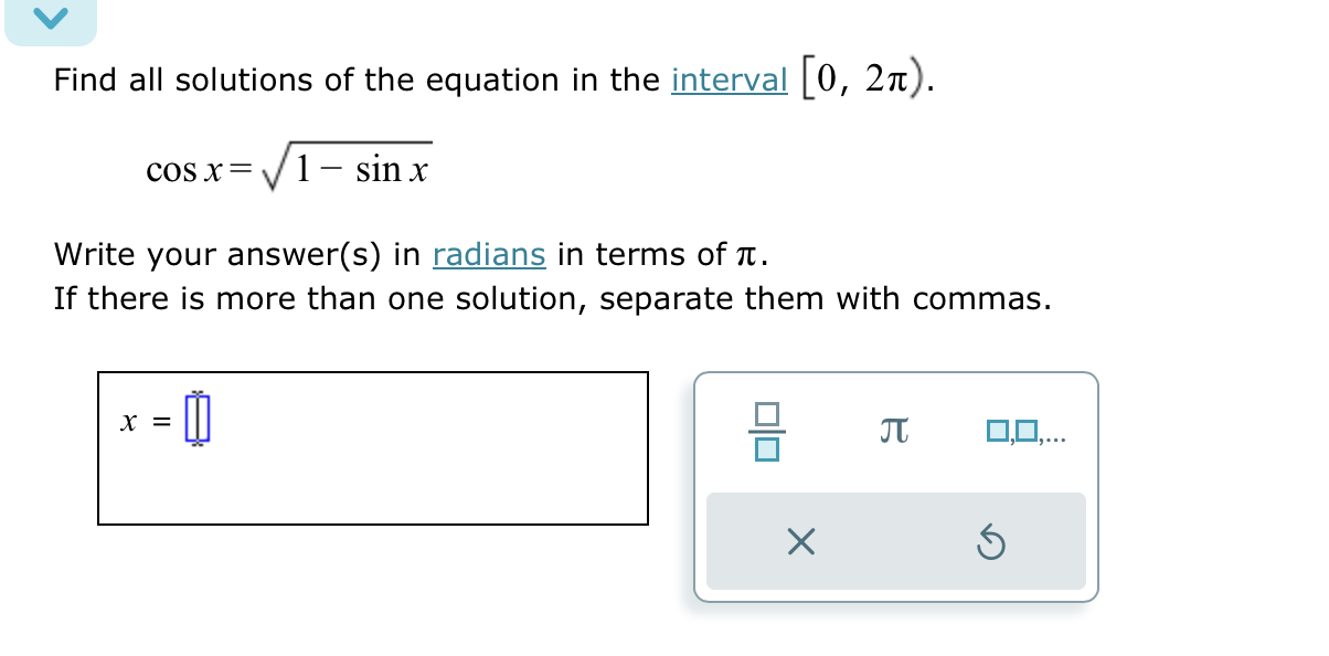 Solved Find all solutions of the equation in the interval | Chegg.com