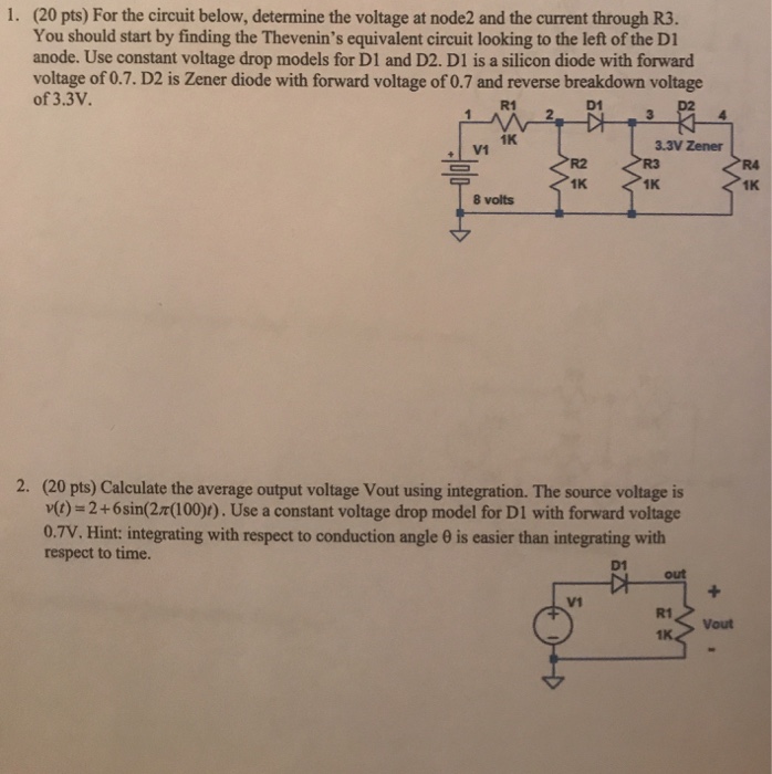 Solved For The Circuit Below Determine The Voltage At Node2