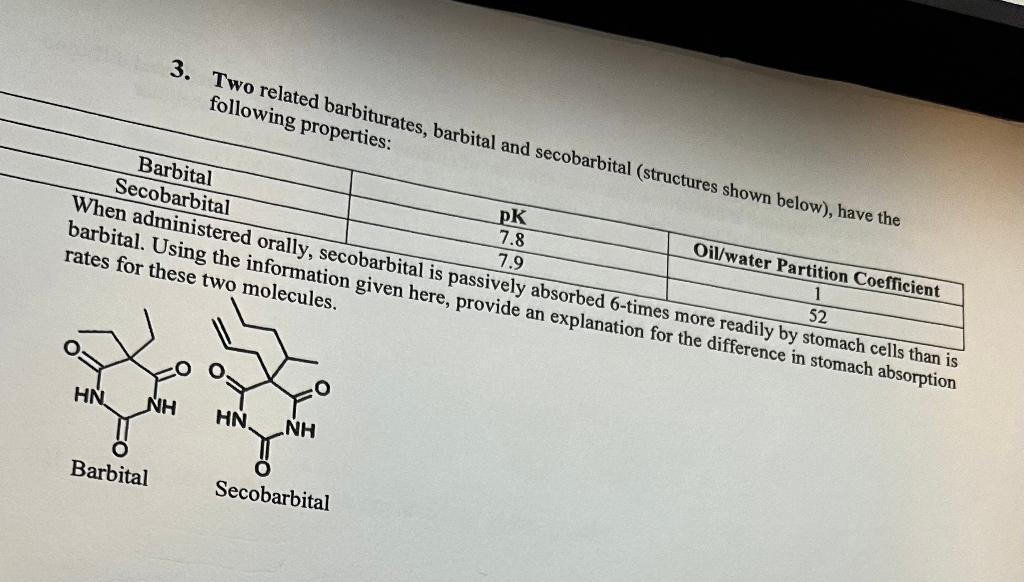 Solved 3. Two related barbiturates, barbital and | Chegg.com