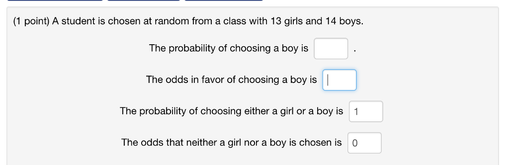 Solved (1 point) A student is chosen at random from a class | Chegg.com