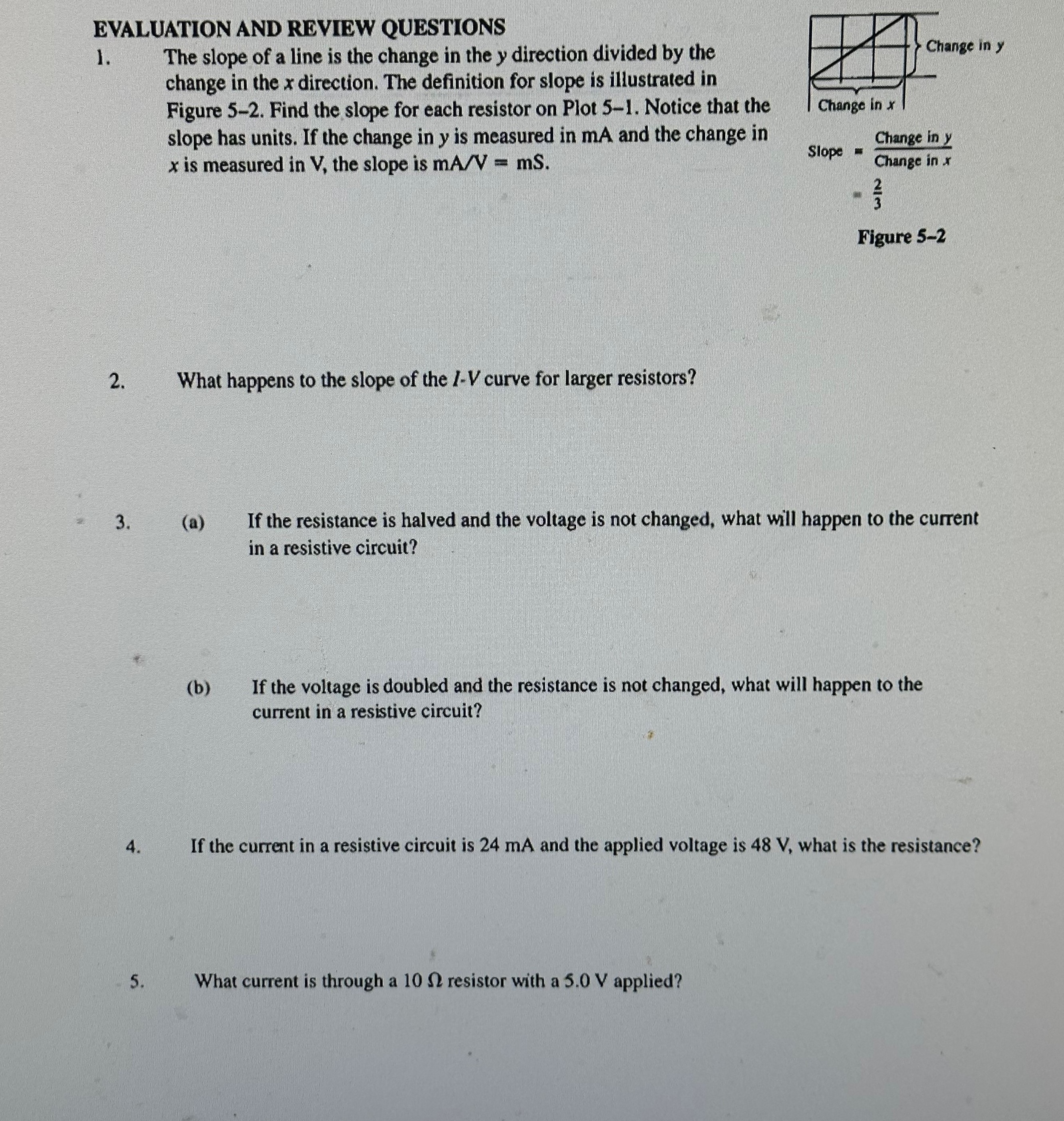 Solved EVALUATION AND REVIEW QUESTIONS 1. The slope of a | Chegg.com