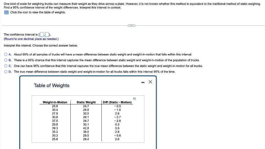 Solved One kind of scale for weighing trucks can measure | Chegg.com