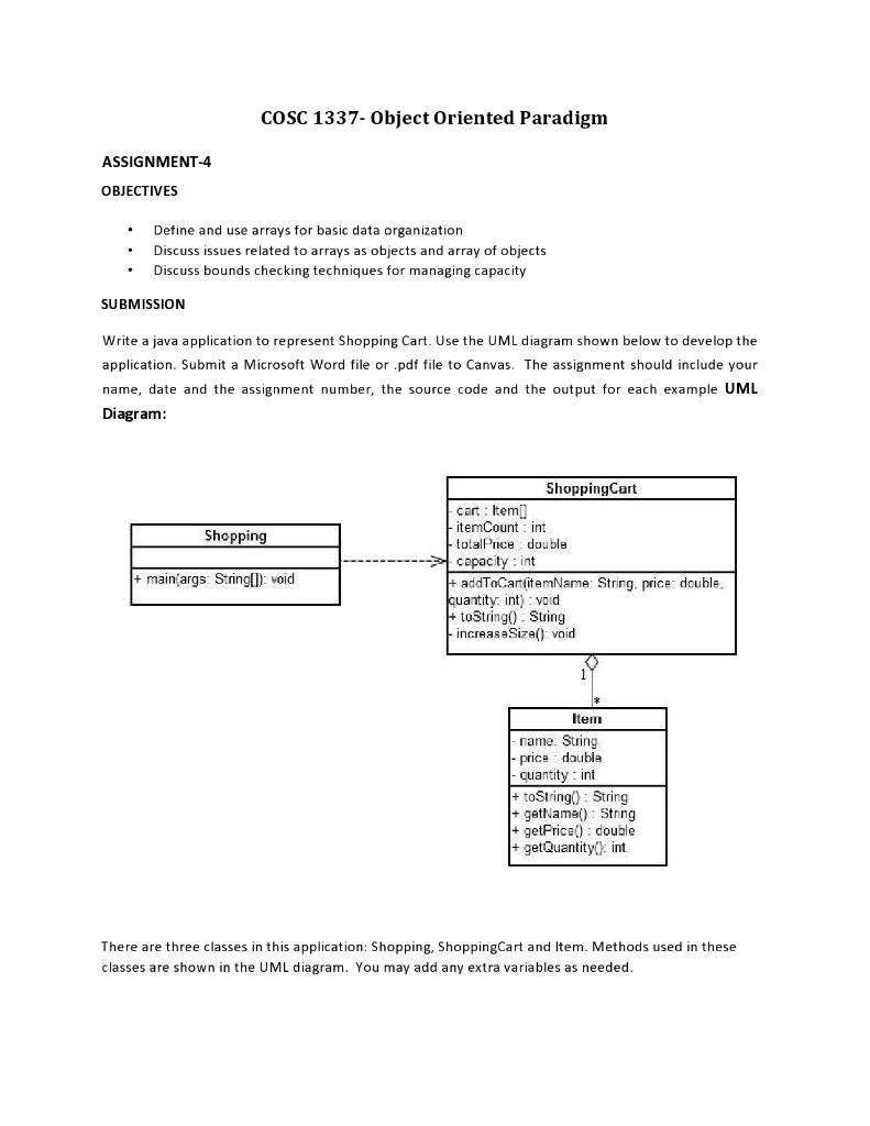 Solved COSC 1337- Object Oriented Paradigm ASSIGNMENT-4 | Chegg.com