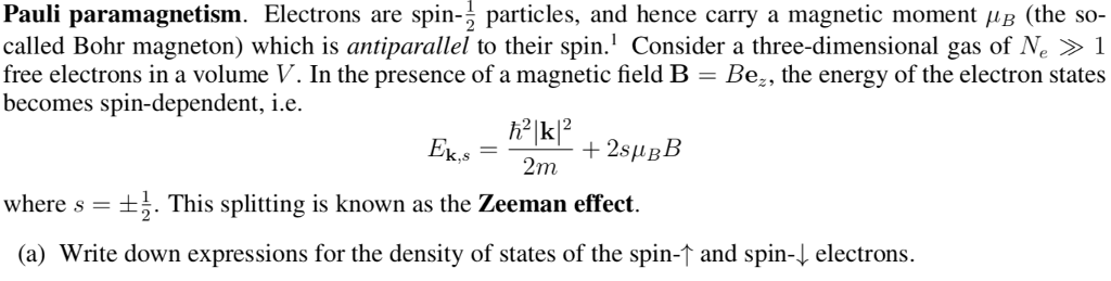 Pauli paramagnetism. Electrons are spin- particles, | Chegg.com