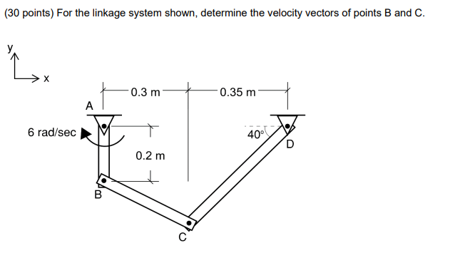 Solved (30 points) For the linkage system shown, determine | Chegg.com Solved (30 points) For the linkage system shown, determine | Chegg.com