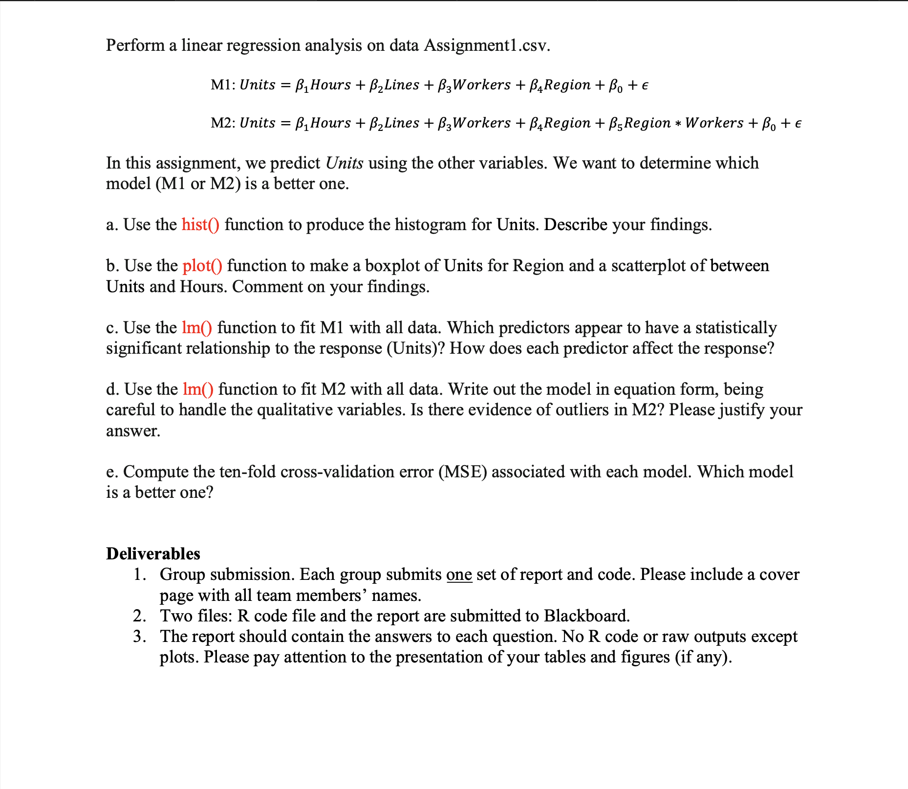 Perform a linear regression analysis on data | Chegg.com