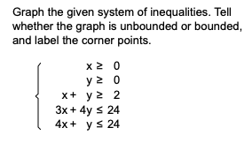 Solved Graph the given system of inequalities. Tell whether | Chegg.com