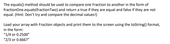 Solved Create the Fraction class per the UML diagram. Create | Chegg.com