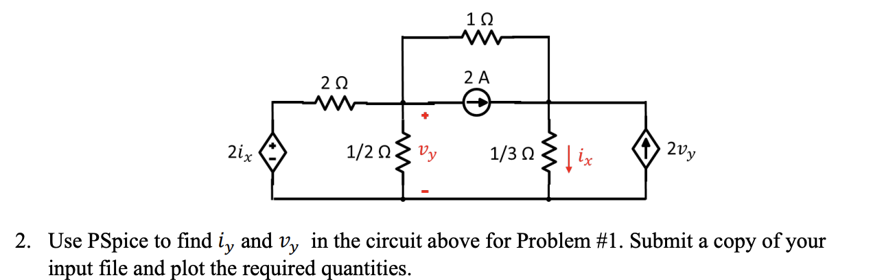 Solved 112 222 2 A 2ix 1/2 12 vy 1/31} lix 2vy 2. Use PSpice | Chegg.com
