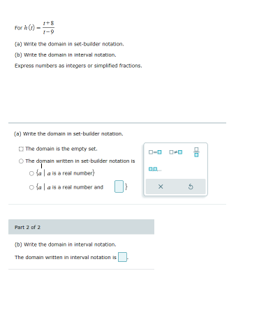 Solved +8 For h (1) (a) write the domain in set-builder | Chegg.com