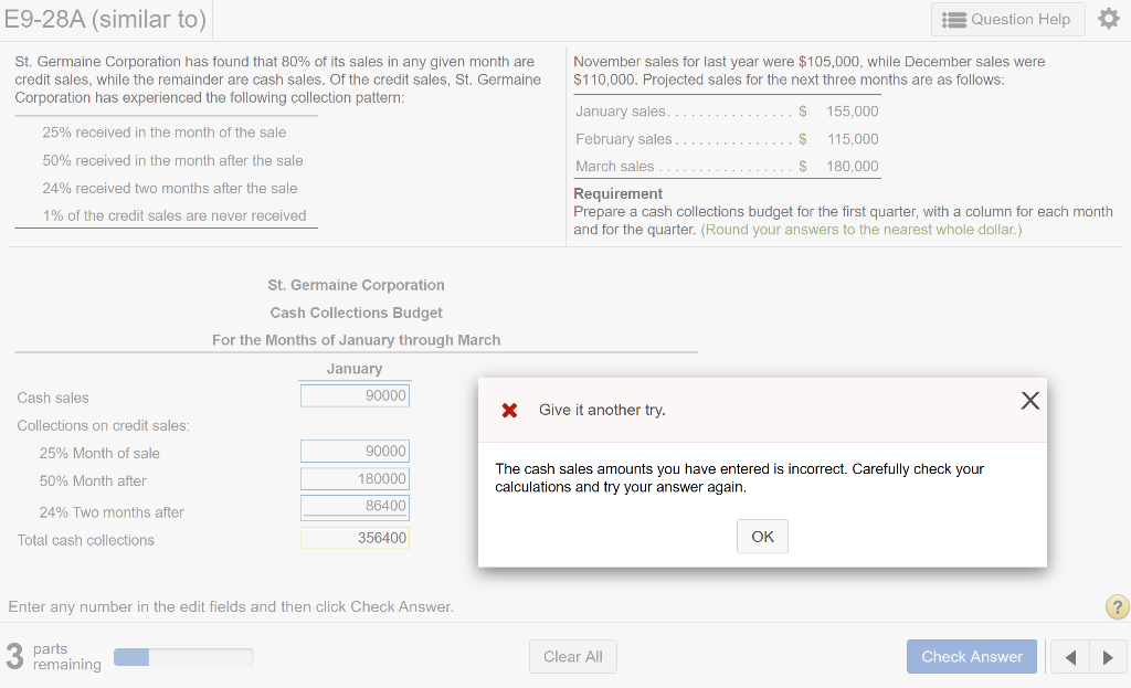 Solved E9-28A (similar to) 3 Question Help St. Germaine | Chegg.com