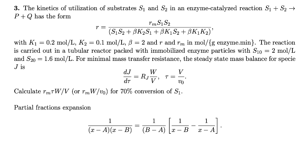 Solved r 3. The kinetics of utilization of substrates S1 and | Chegg.com