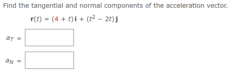 Solved Find the tangential and normal components of the | Chegg.com