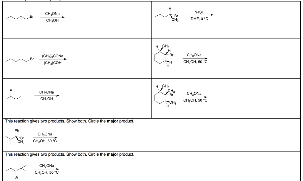 Solved NaSH CH3ONa Br CH3 DMF, 0 °C CH3 CH3ONa CH3OH, 50 °C | Chegg.com