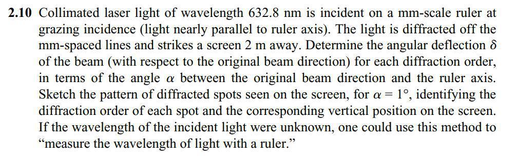 Solved 2.10 Collimated laser light of wavelength 632.8 nm is | Chegg.com