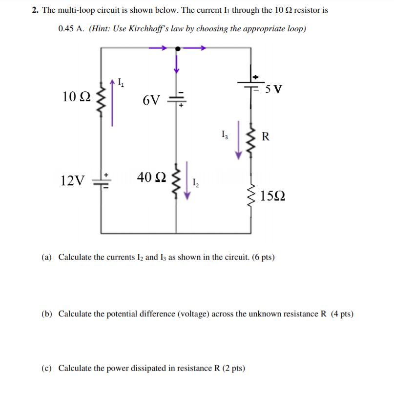 Solved 2. The multi-loop circuit is shown below. The current | Chegg.com