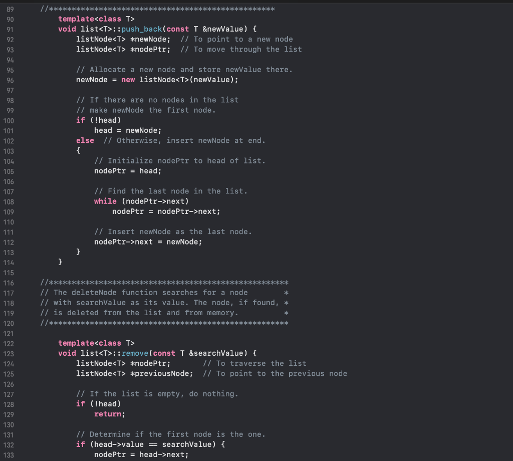 Solved template void list>: :push_back(const T \&newValue) | Chegg.com