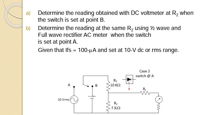 Solved a) Determine the reading obtained with DC voltmeter | Chegg.com