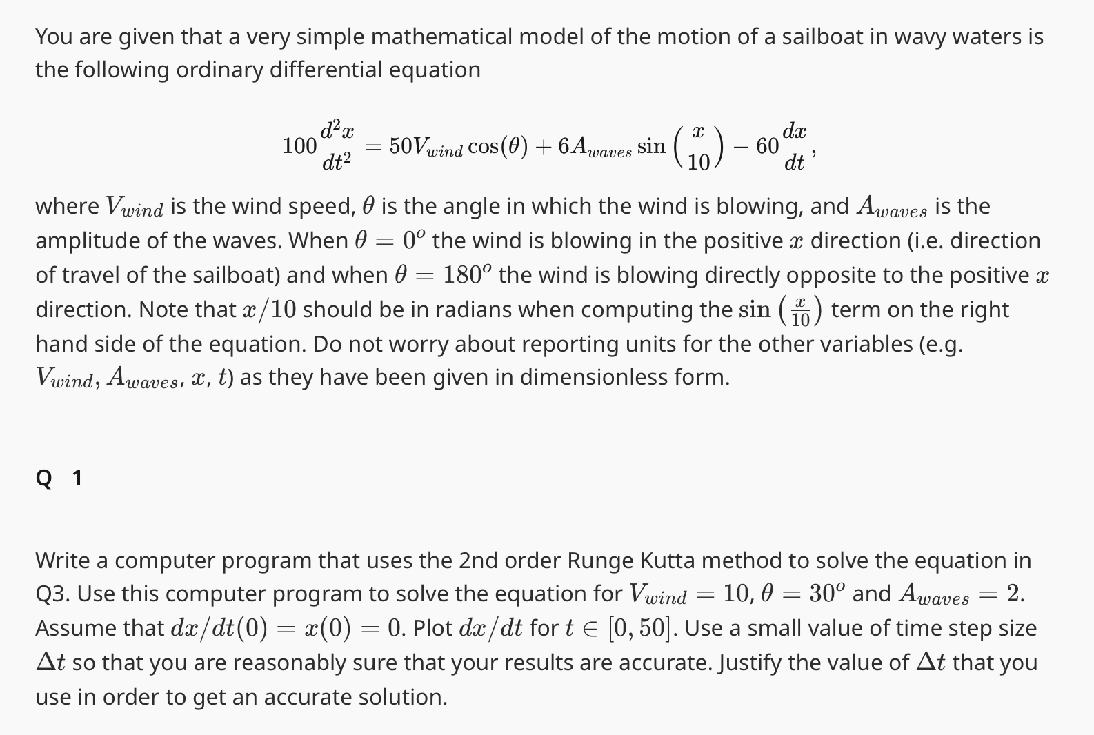 Solved You are given that a very simple mathematical model | Chegg.com