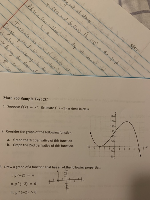 Solved Math 250 Sample Test 2C I. Suppose f(x) = χ*. | Chegg.com