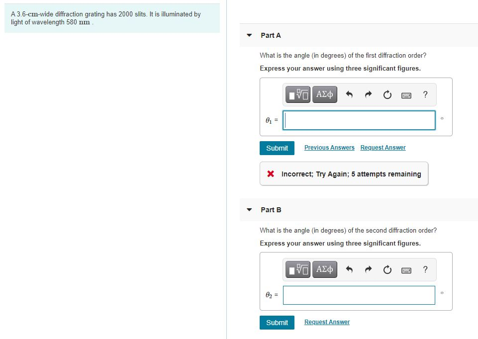 Solved A 3 6 Cm Wide Diffraction Grating Has 2000 Slits It