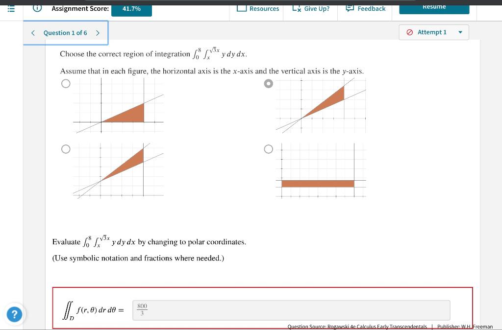 Solved Assignment Score: 41.7% Resources LX Give Up? | Chegg.com