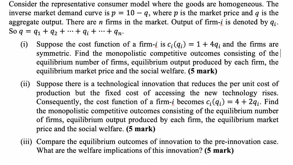 Solved + An Consider the representative consumer model where | Chegg.com