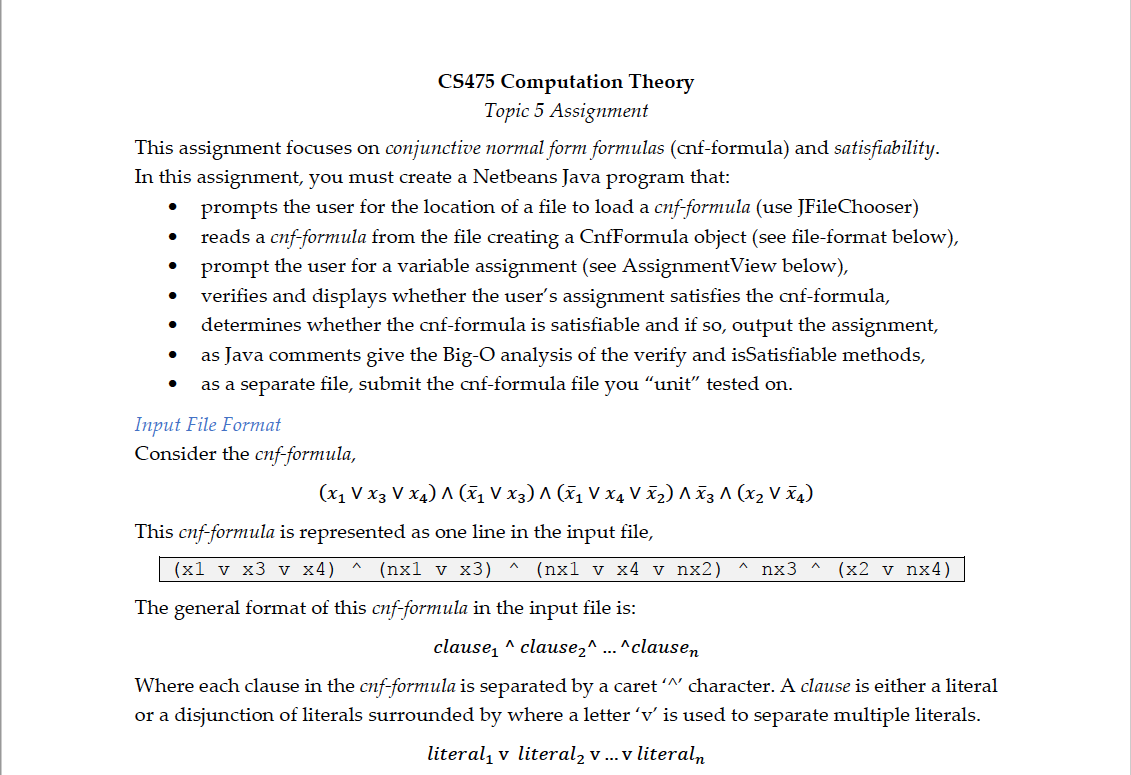 Solved CS475 Computation Theory Topic 5 Assignment This | Chegg.com