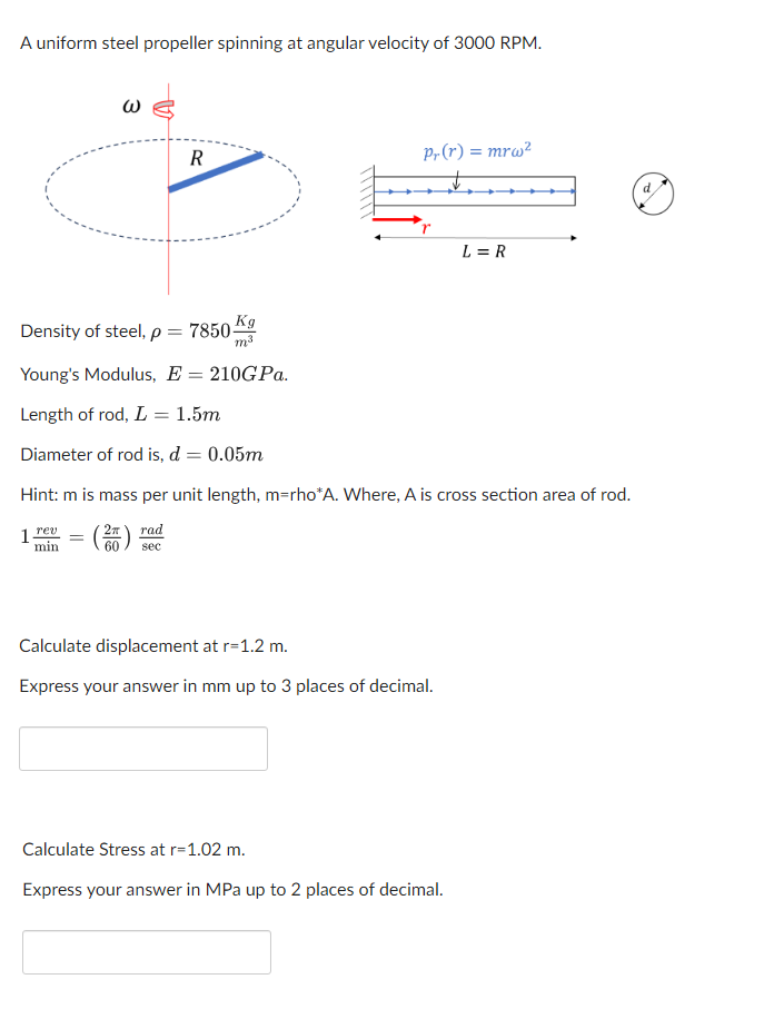 Solved A uniform steel propeller spinning at angular | Chegg.com