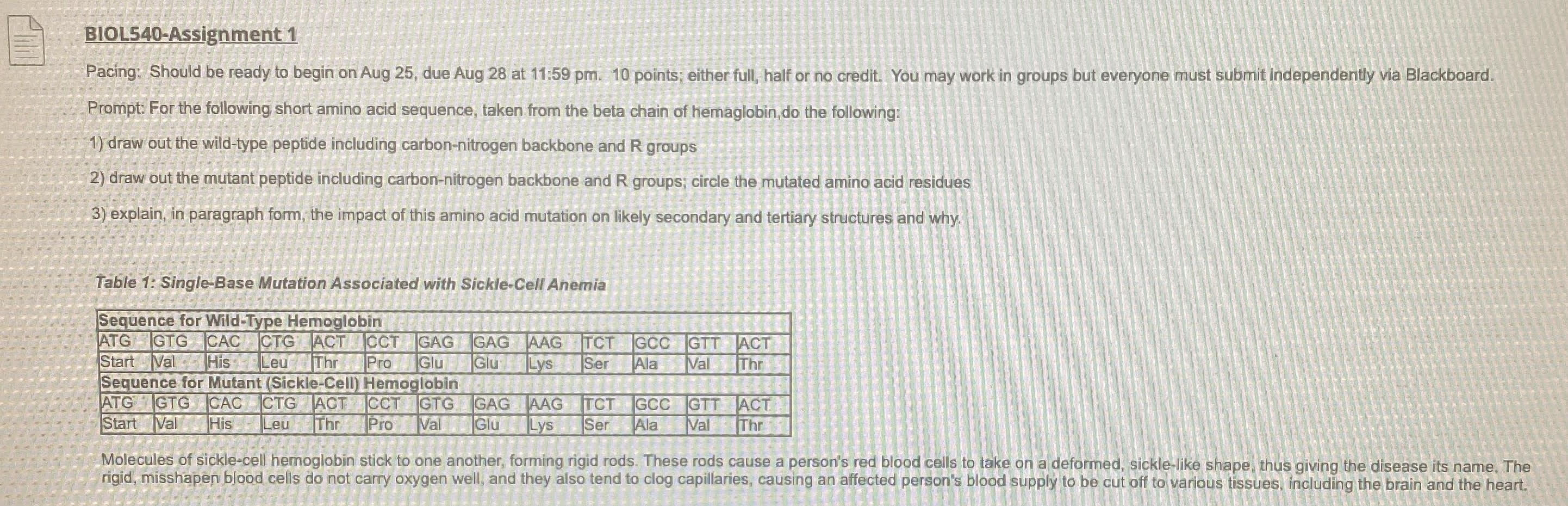 Solved 1) draw out the wild-type peptide including | Chegg.com