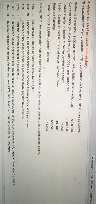 Solved Problem 11-2A (Part Level Submission) The | Chegg.com