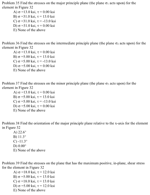 Solved y, 6 ksi 5 ksi 30 ksi X Problem 35 Find the | Chegg.com