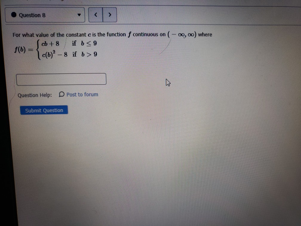 Solved for what value of the constant c is the function | Chegg.com