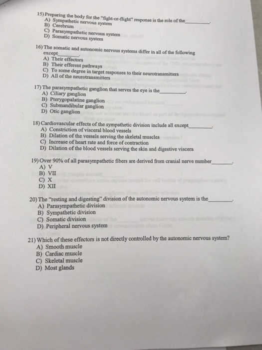 Solved Preparing the body for the "fight-or-flight" response | Chegg.com