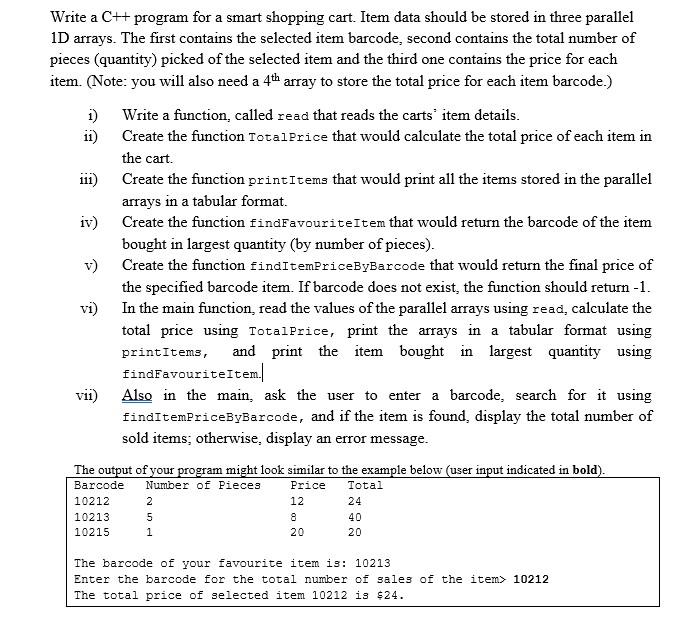 Solved 111 Write a C++ program for a smart shopping cart. | Chegg.com