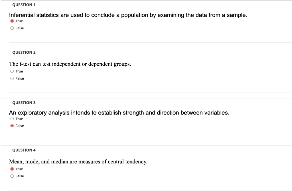 Solved QUESTION 1 Inferential statistics are used to | Chegg.com