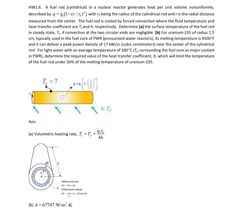 Solved A fuel rod (cylindrical) in a nuclear reactor | Chegg.com