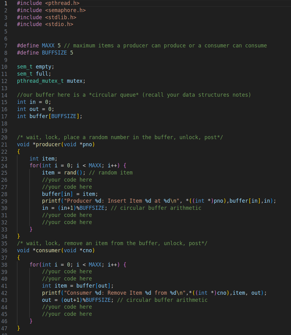 Solved Producer-Consumer For the last part, download and | Chegg.com